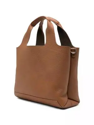 Hogan Logo Plaque Textured Tote Bag - Brown