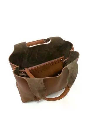 Hogan Logo Plaque Textured Tote Bag - Brown