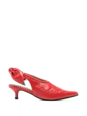 Toga Bow-embellished Leather Pumps - Red