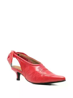 Toga Bow-embellished Leather Pumps - Red