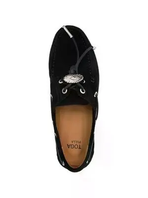 Toga Embellished Boat Shoes - Black