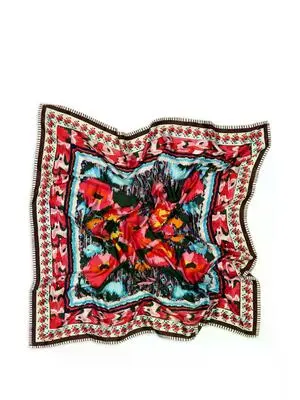 Bimba Y Lola Floral Border Scarf - Red