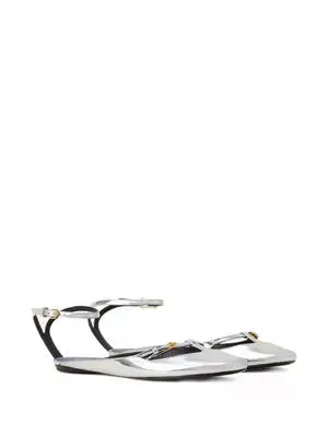 LANVIN Buckle Ankle-strap Ballet Flats - Silver
