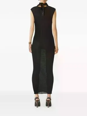 LANVIN Ribbed Scarf-neck Midi Dress