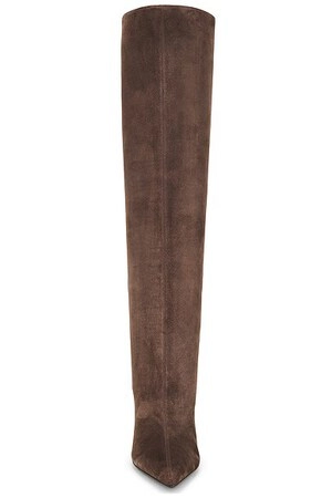 Khaite Bella Knee High Boots In Suede - Ebano