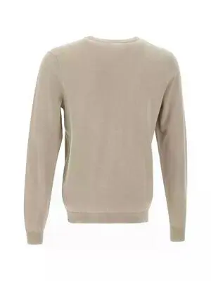 SUN 68 Crew Neck Sweater With Embroidered Logo - Neutrals
