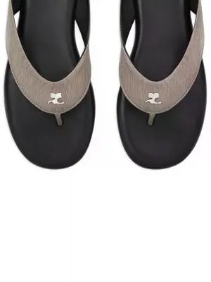 COURREGES Logo Detail Flat Sandals - Neutrals