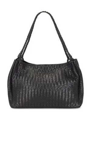 BEMBIEN Woven Leather Tote Bag With Magnetic Closure - Black