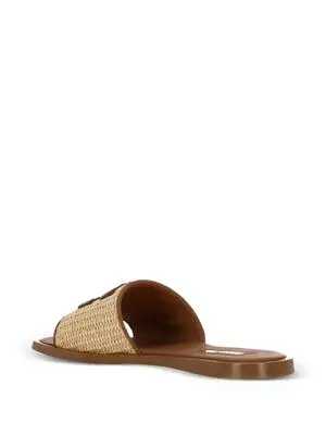 Miu Miu Logo Lettering Raffia Slides
