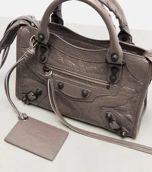 Balenciaga Le City Mini Leather Top-handle Bag - Grey
