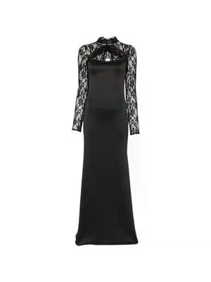 MIAU BY CLARA ROTESCU Lace Panel High Neck Dress - Black