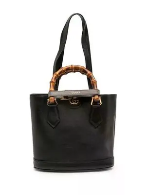 Gucci Calfskin Bamboo Diana Convertible Bucket Bag - Black