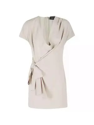 Federica Tosi Draped V-neck Mini Dress - Neutrals
