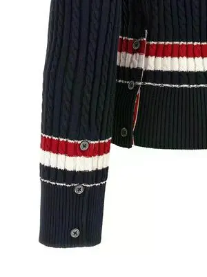 Thom Browne Braided V-neck Cotton Sweater - Blue
