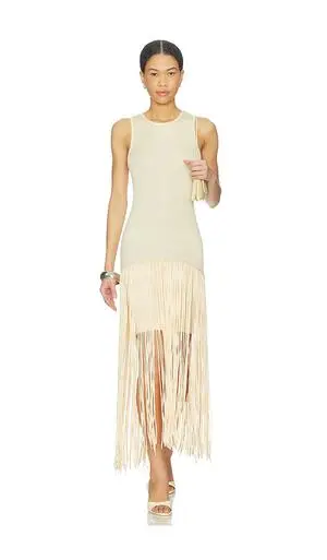LAMARQUE Adelita Fringe Jersey Dress - Yellow