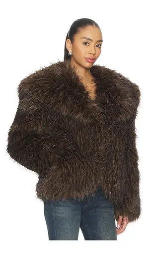 Apparis Yara Faux Fox Fur Coat - Brown