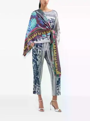 PIERRE-LOUIS MASCIA Aloe Floral Striped Trousers - Blue