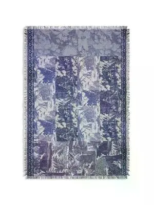 PIERRE-LOUIS MASCIA Aloeuw Printed Fringe Silk Scarf Blue