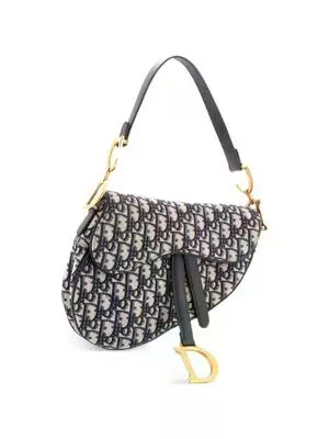 Dior Christian Dior Saddle Handbag Oblique Canvas Medium Blue