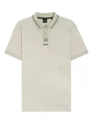 BOSS Logo-detail Contrasting Polo Shirt - Neutrals