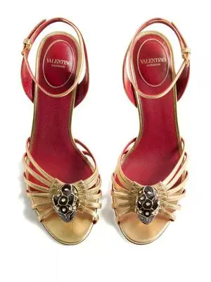 Valentino Garavani Tone Feline-head Strap Sandals - Gold