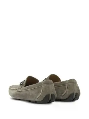 FERRAGAMO Braided Detail Loafers In Hammered Calfskin Leather