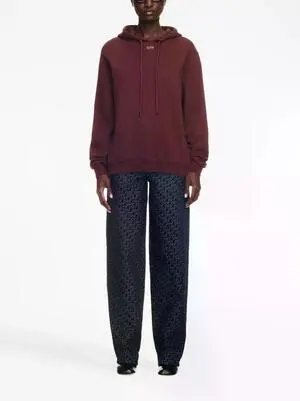 Off-White Cotton Hoodie With Signature Arrows Motif - Red