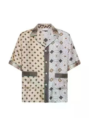 PIERRE-LOUIS MASCIA Aloe Geometric Print Camp Collar Shirt