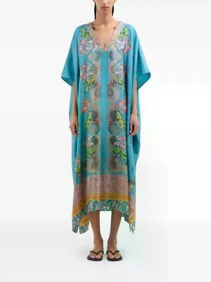 PIERRE-LOUIS MASCIA Aloe Floral Print Midi Dress - Blue