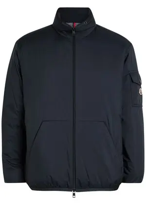Moncler Padded Zip-up Jacket With Packable Hood - Navy
