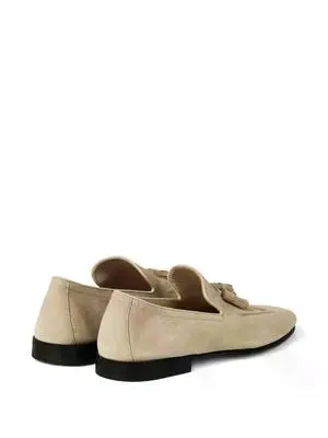 Brunello Cucinelli Beige Suede Tassel Loafers