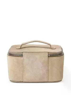 Brunello Cucinelli Suede Jewelry Box With Shiny Zipper Pull - Neutrals