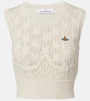 VIVIENNE WESTWOOD Ella Cropped Cotton Sweater Vest - White