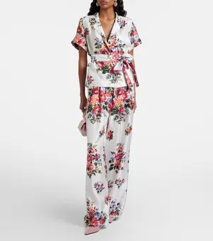 Dolce & Gabbana Floral Silk Wide-leg Pants