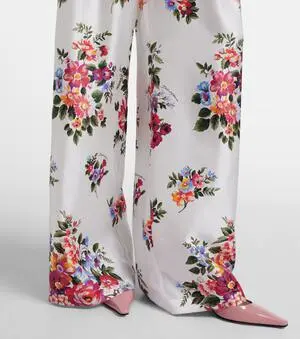 Dolce & Gabbana Floral Silk Wide-leg Pants