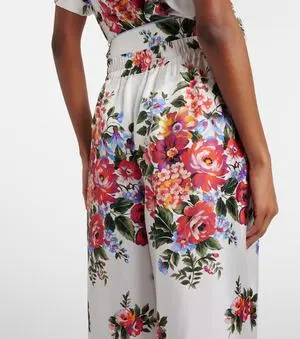 Dolce & Gabbana Floral Silk Wide-leg Pants