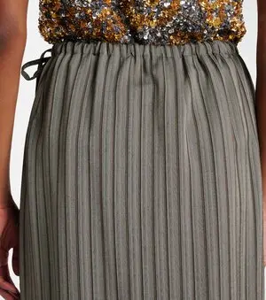 Dries Van Noten Sequined Striped Midi Skirt