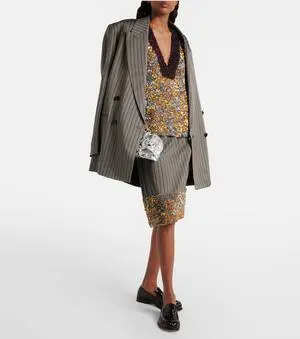 Dries Van Noten Sequined Striped Midi Skirt