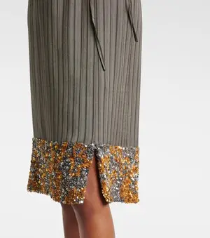 Dries Van Noten Sequined Striped Midi Skirt
