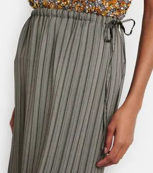 Dries Van Noten Sequined Striped Midi Skirt