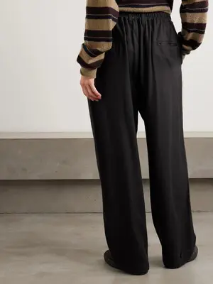 SSSTEIN Pleated Silk-blend Flannel Wide-leg Trousers