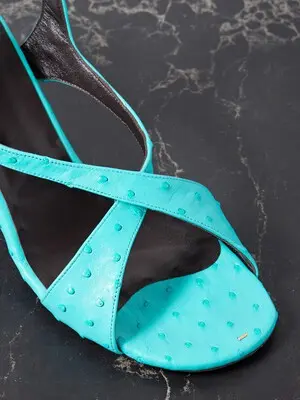 Khaite Liria Ostrich Sandals - Blue