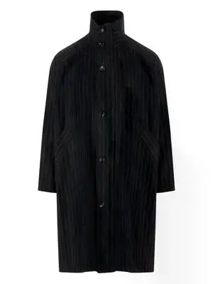 Giorgio Armani High-neck Striped Coat