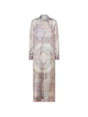 PIERRE-LOUIS MASCIA Floral-print Maxi Shirt Dress - Blue