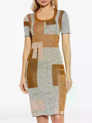 Fendi Viscose Jacquard Knit Dress With Geometric Pattern