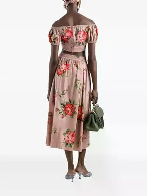 Dolce & Gabbana Floral Print Drawstring Skirt - Pink