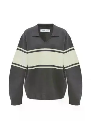 SAMSOE SAMSOE Saanne Striped Collared Sweatshirt - Grey