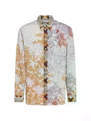 PIERRE-LOUIS MASCIA Diomede Floral Print Long-sleeve Shirt - Grey