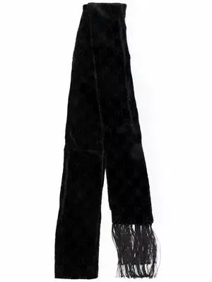 Gucci Monogram-pattern Fringed-edge Scarf - Black