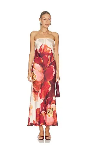 Misa Cheryl Maxi Dress In Floral Print - Red